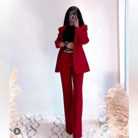Zara | Pants & Jumpsuits | Nwt Zara Studio Red Low Waist Limited ...